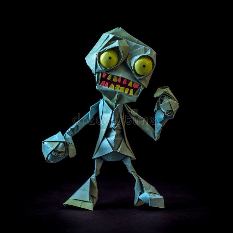 Playful Crystal Cubism Zombie Paper Figure with Intense Movement ...
