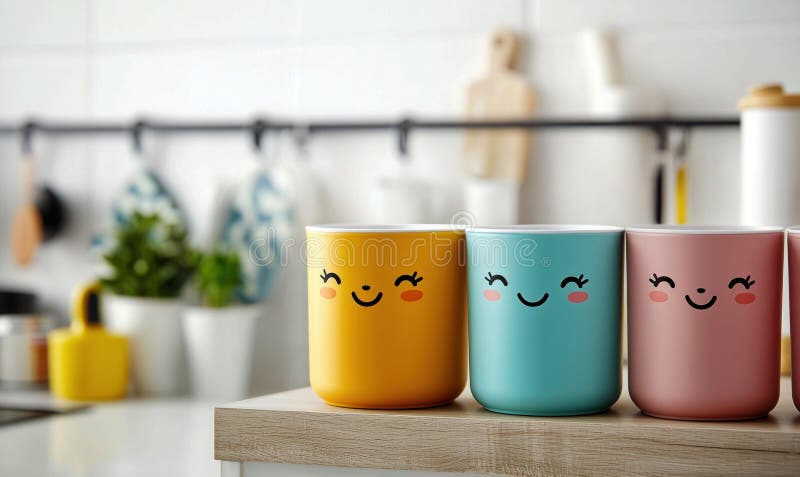 Playful Cups with Smiling Faces Bring a Sense of Fun and Happiness To a ...