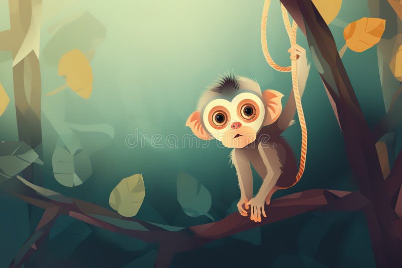 A Playful and Curious Baby Monkey Swinging through the Trees ...