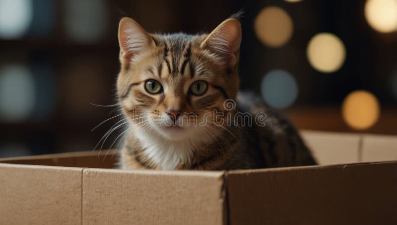 Playful and Curious Kitten Cat Looking at the Camera from Inside of a ...