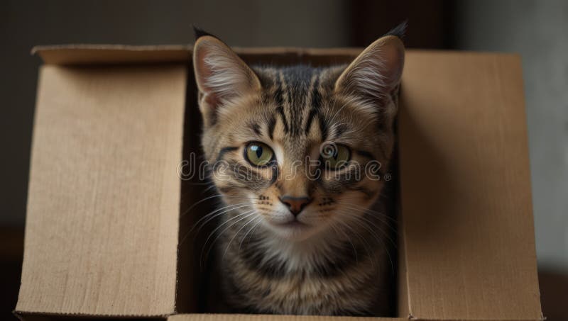 Playful and Curious Kitten Cat Looking at the Camera from Inside of a ...