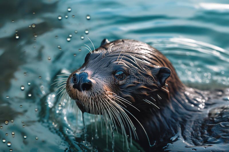 A Playful and Curious Otter Playing in a River. Generative AI Stock ...