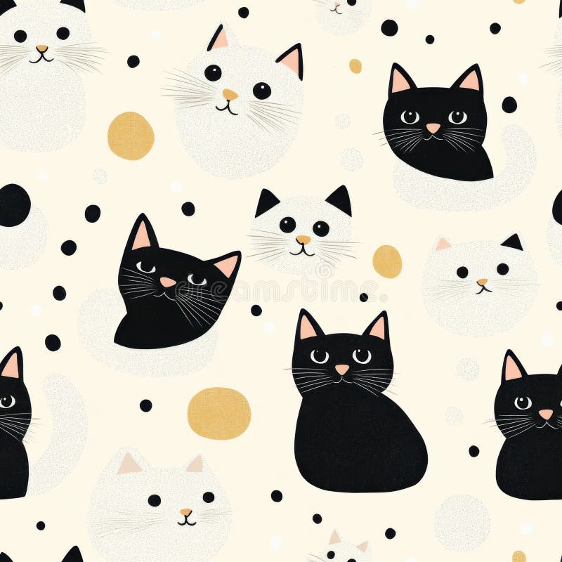 Playful Cute Cats Seamless Pattern for Creative Projects Stock ...