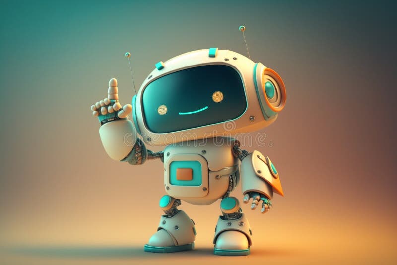 Playful Cute and Happy Toy Robot Android 3d Rendering. Ai Generated ...