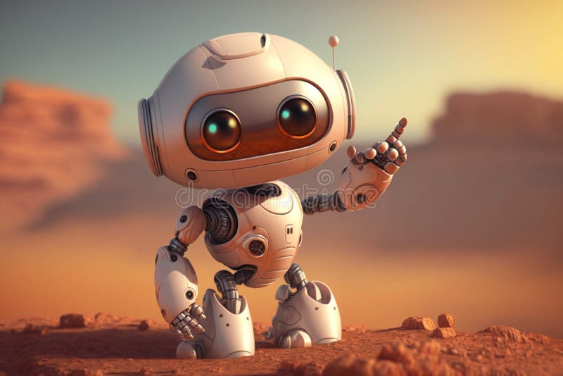 Playful Cute and Happy Toy Robot Android 3d Rendering. Ai Generated ...