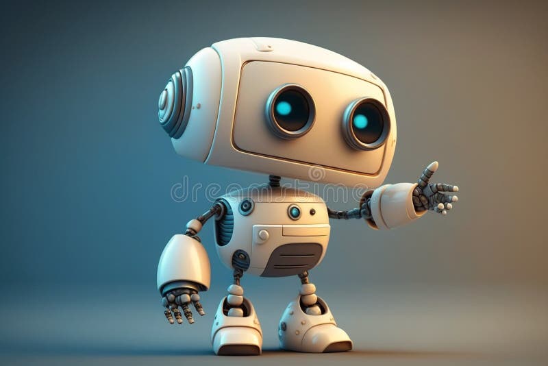 Playful Cute and Happy Toy Robot Android 3d Rendering. Ai Generated ...