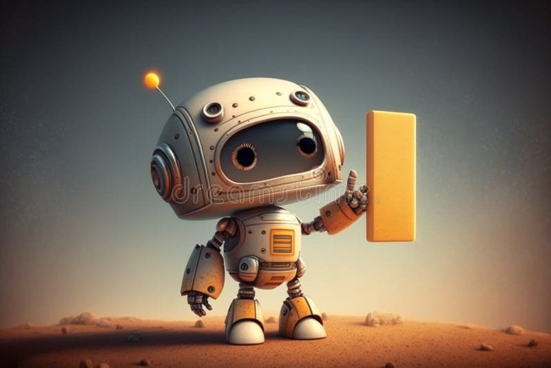 Playful Cute and Happy Toy Robot Android 3d Rendering. Ai Generated ...