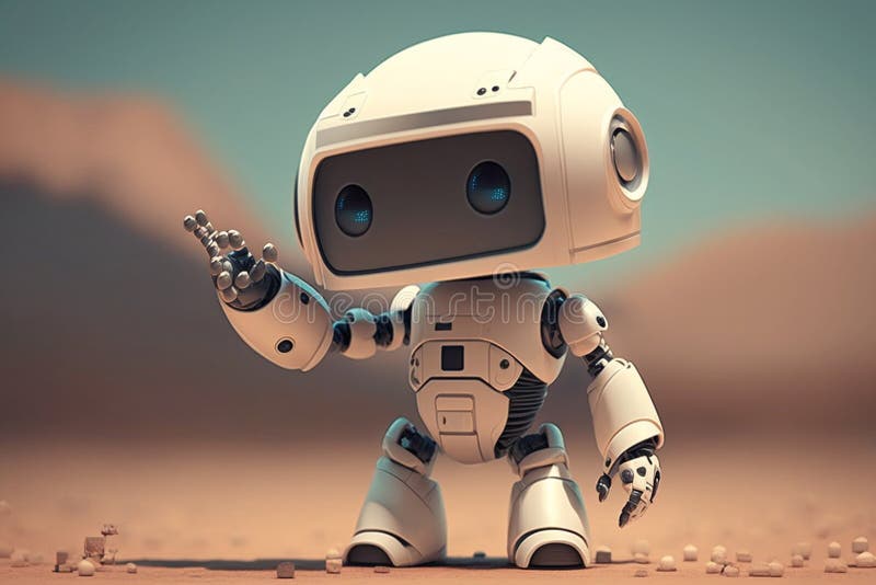 Playful Cute and Happy Toy Robot Android 3d Rendering. Ai Generated ...