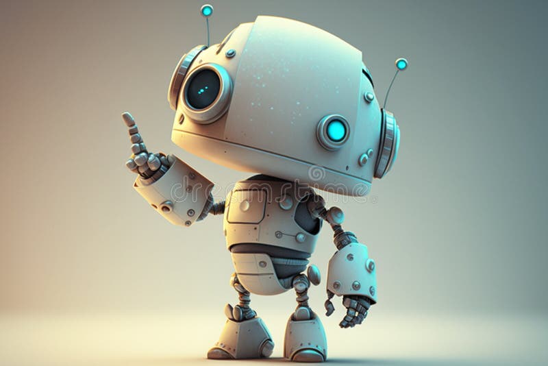 Playful Cute and Happy Toy Robot Android 3d Rendering. Ai Generated ...