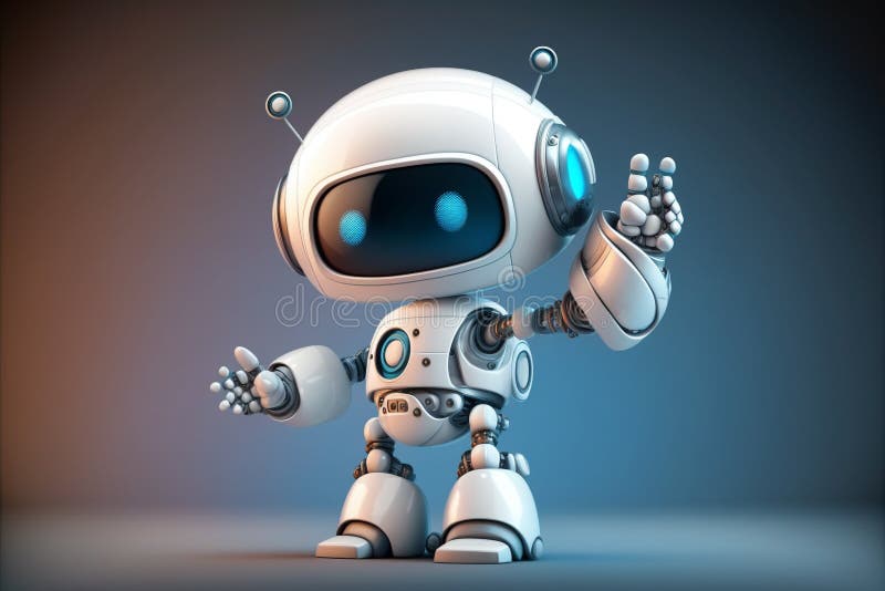 Playful Cute and Happy Toy Robot Android 3d Rendering. Ai Generated ...