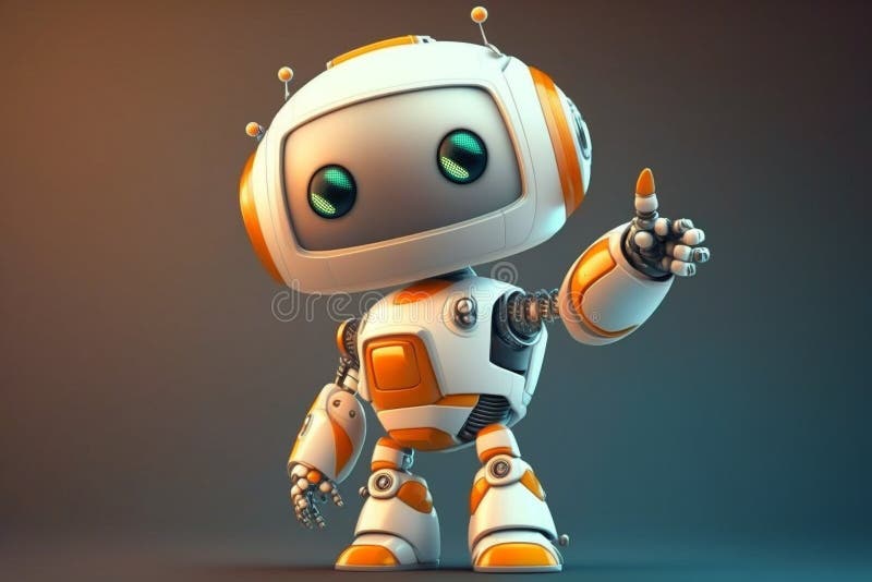 Playful Cute and Happy Toy Robot Android 3d Rendering. Ai Generated ...