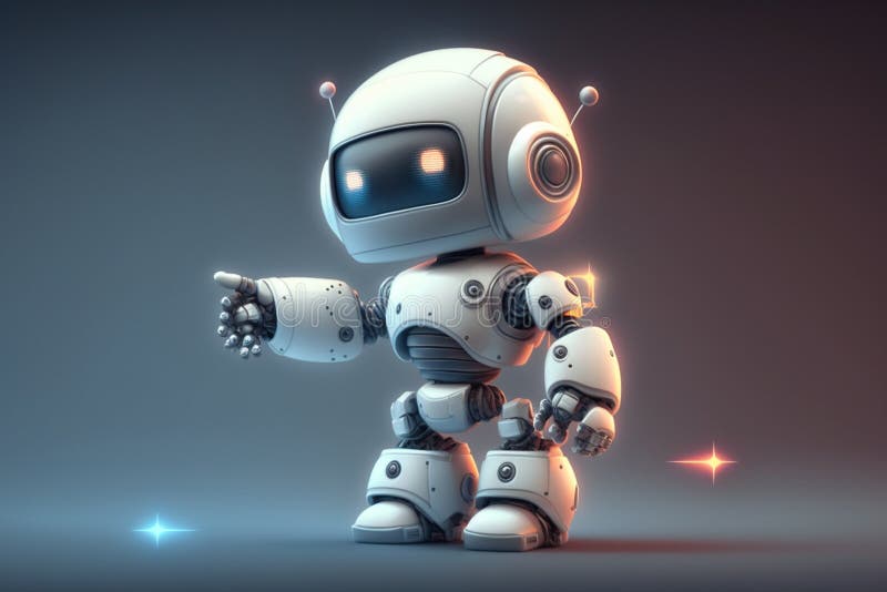 Playful Cute and Happy Toy Robot Android 3d Rendering. Ai Generated ...