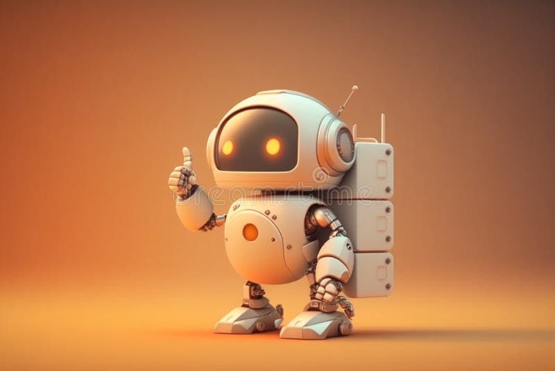 Playful Cute and Happy Toy Robot Android 3d Rendering. Ai Generated ...