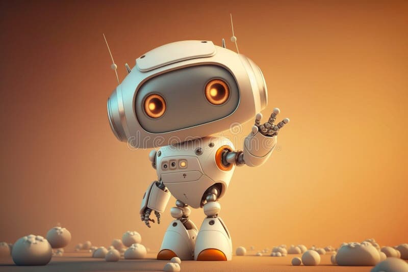 Playful Cute and Happy Toy Robot Android 3d Rendering. Ai Generated ...