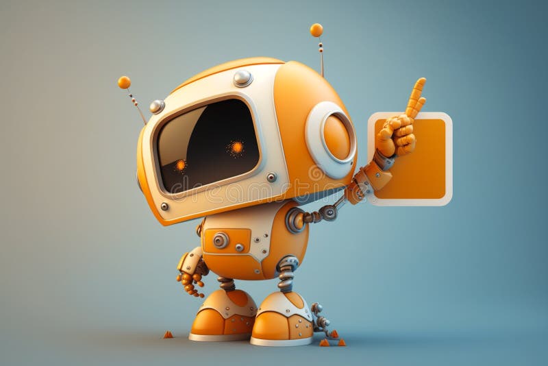 Playful Cute and Happy Toy Robot Android 3d Rendering. Ai Generated ...
