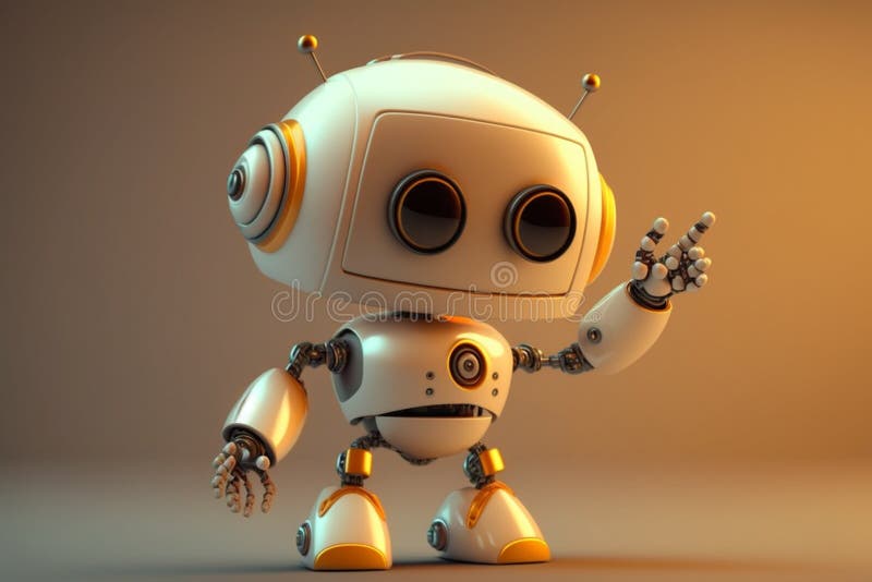 Playful Cute and Happy Toy Robot Android 3d Rendering. Ai Generated ...