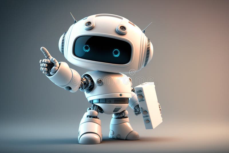 Playful Cute and Happy Toy Robot Android 3d Rendering. Ai Generated ...