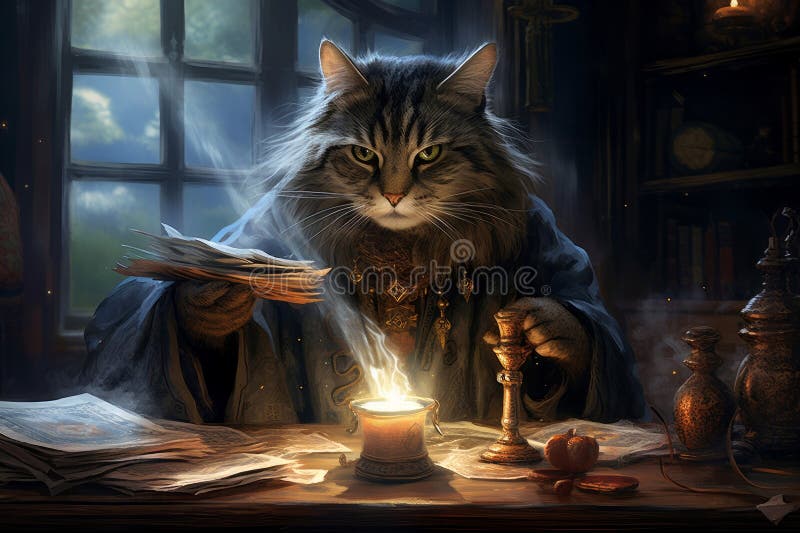 Playful Cute Magic Cat. Generate Ai Stock Illustration - Illustration ...