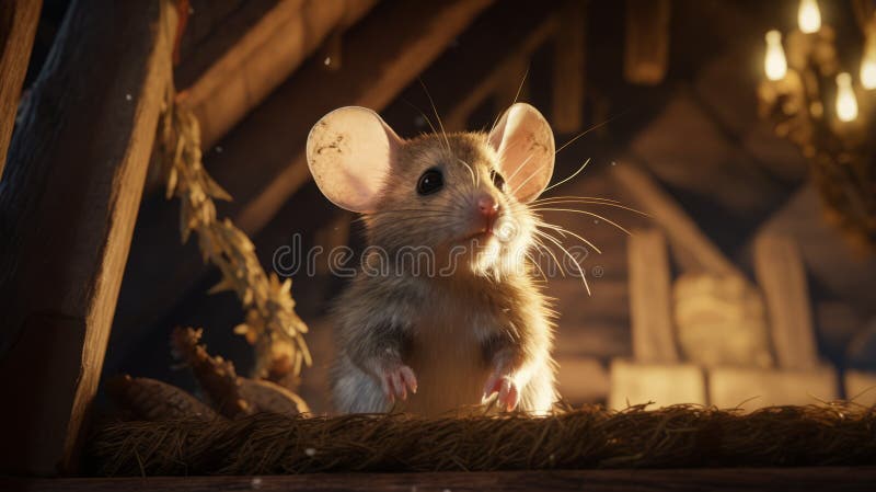 Playful 3d Animation of a Mouse in a Barn Stock Illustration ...