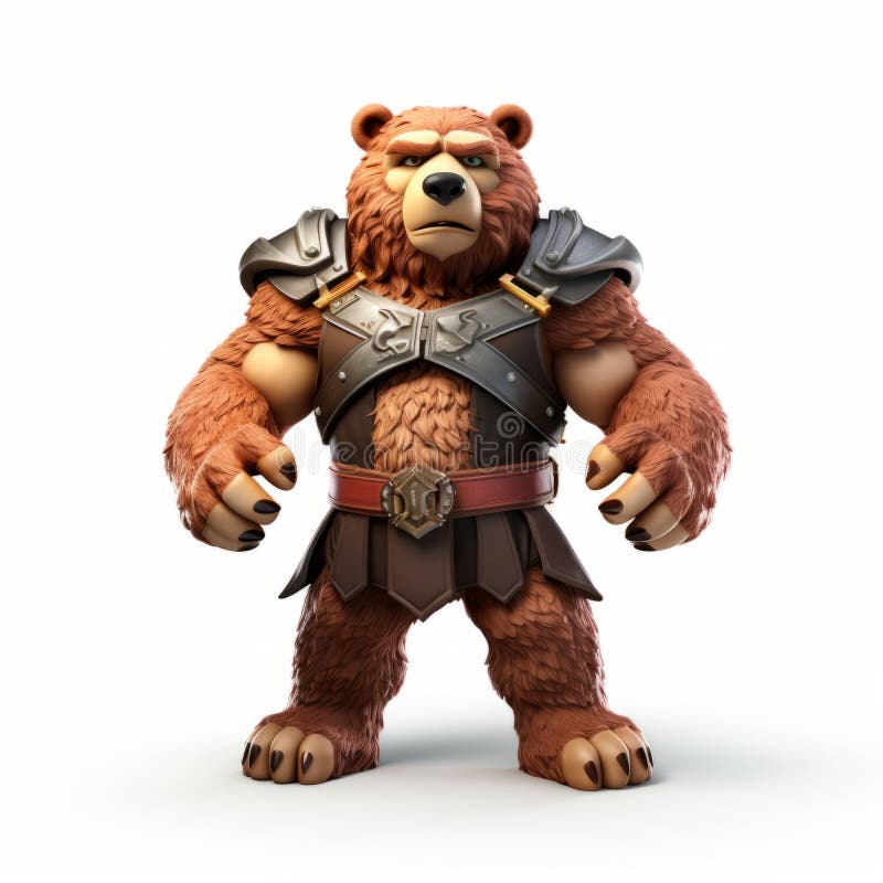 Playful 3d Bear in Armor Clash of Clans Style Stock Illustration ...