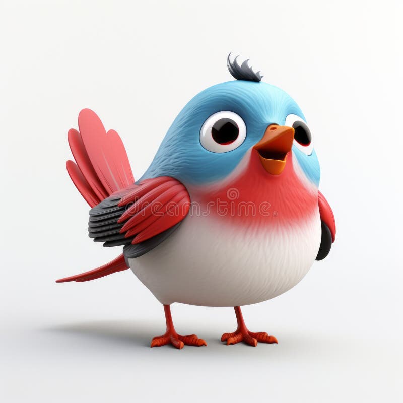 Playful 3d Cartoon Bird Character with Dynamic Brushwork Stock ...