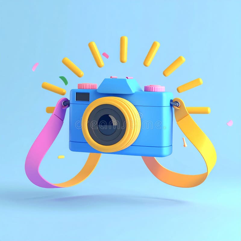 Playful 3D Render of a Colorful Cartoon Camera Stock Illustration ...