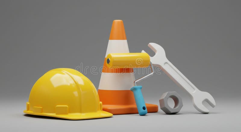 Playful 3D Rendering of Essential Work Equipment Stock Illustration ...
