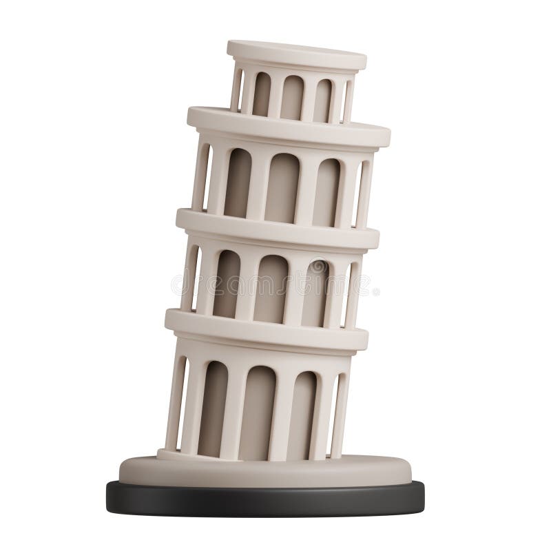 Pisa Tower 3D Icon stock illustration. Illustration of tourism - 355284414