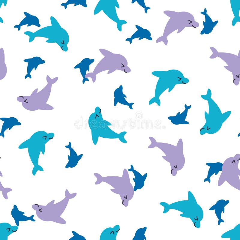 Playful Dancing Dolphins Waves Vector Seamless Pattern Stock Vector ...