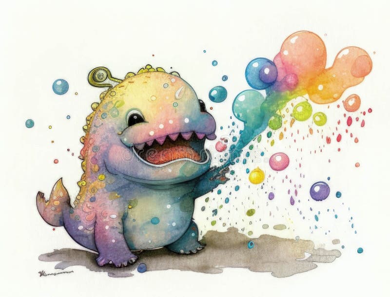 A Playful Demon Chased a Rainbow of Bubbles Laughing As Each One Burst ...