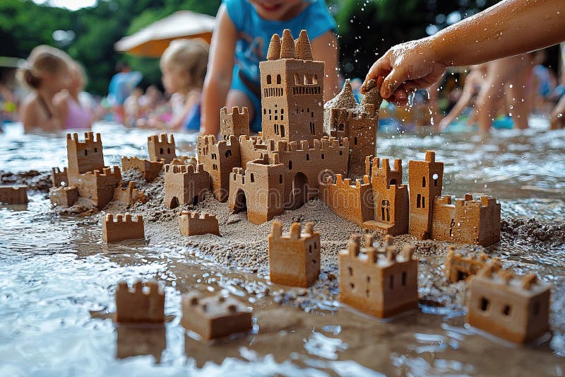 A Playful Depiction of Children Engaging in Sand Play Therapy, Promoting Creativity and ...