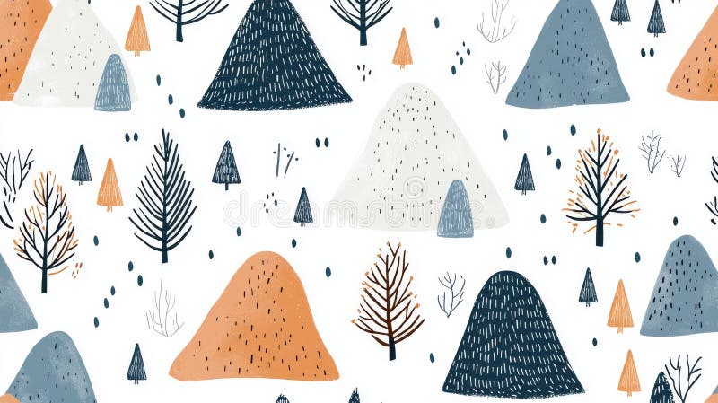 A Playful Design with Vibrant Mountain Patterns on a White Background ...