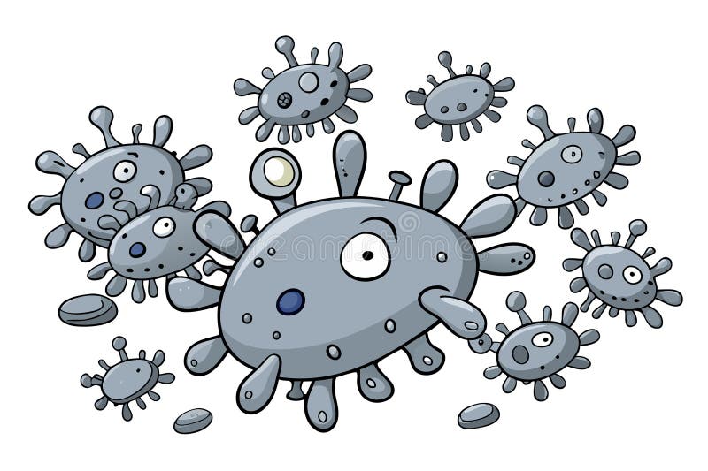 Playful Digital Artwork Featuring a Group of Cartoon Germs and Microbes ...