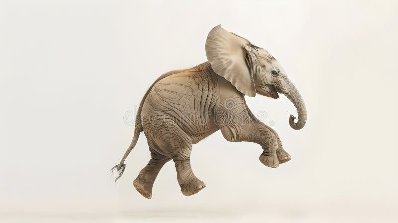 A Fun Digital Image of a Young Elephant Jumping. Concept Art for ...