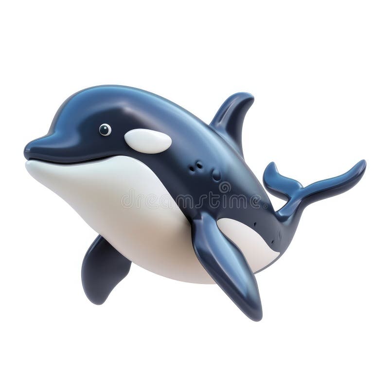 Adorable Cartoon Orca Whale Swimming Underwater, 3D Render Stock ...