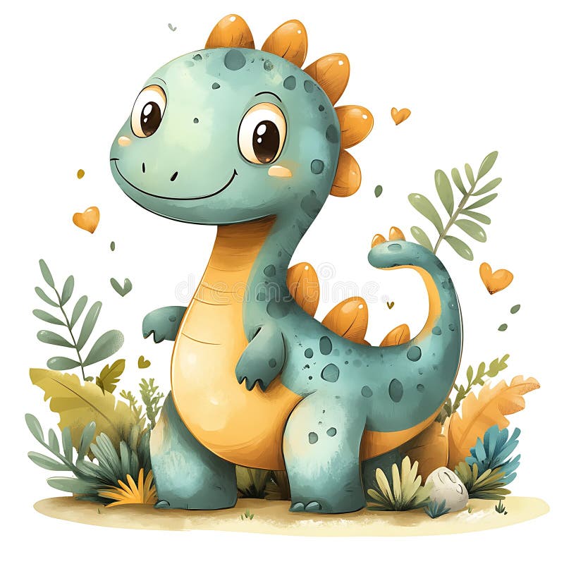 Playful Dinosaur Character for Kids in Cartoon Style Stock Illustration ...