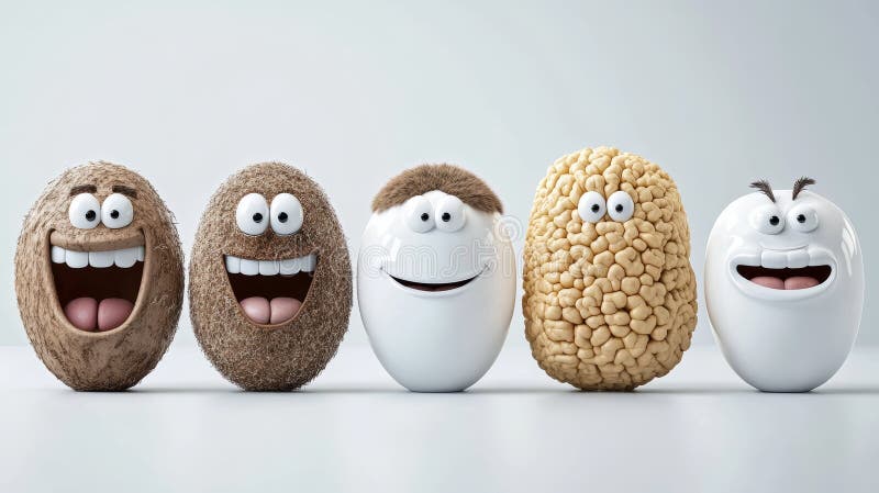 A Playful Display of Animated Egg Characters with Various Expressions ...