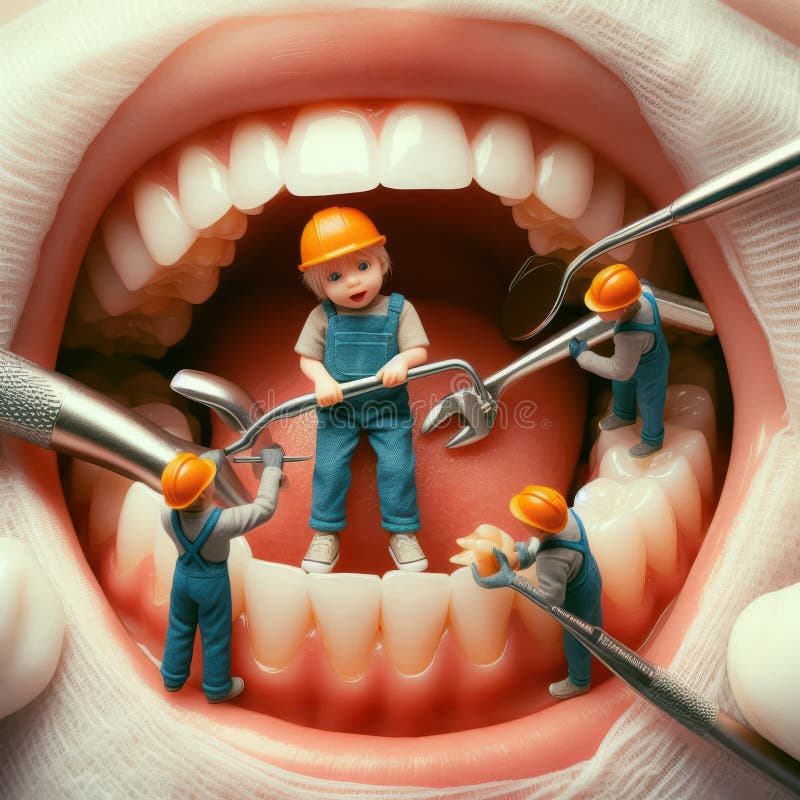 Tiny Workers Perform Dental Repairs Inside a Giant Mouth in a Whimsical ...