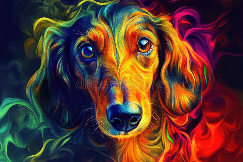 A Playful Dog with Bright and Colorful Locks Stock Photo - Image of ...