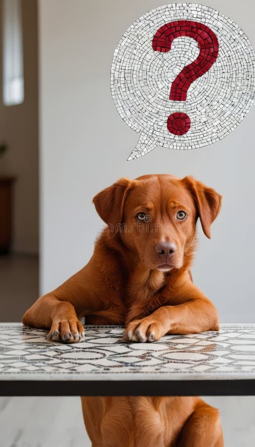 A Playful Dog Resting Its Forearms on a Decorative Table, with a ...