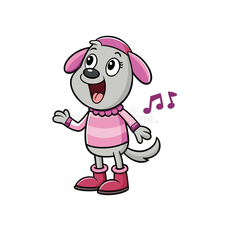 Playful Dog Singing in Cartoon Style Stock Image - Illustration of ...