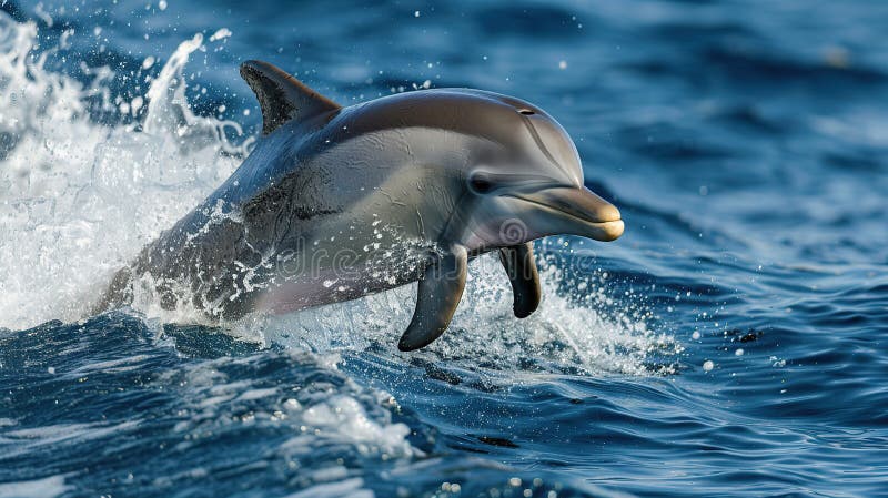 A Playful Dolphin Leaps from the Water, Creating a Spray of Sparkling ...