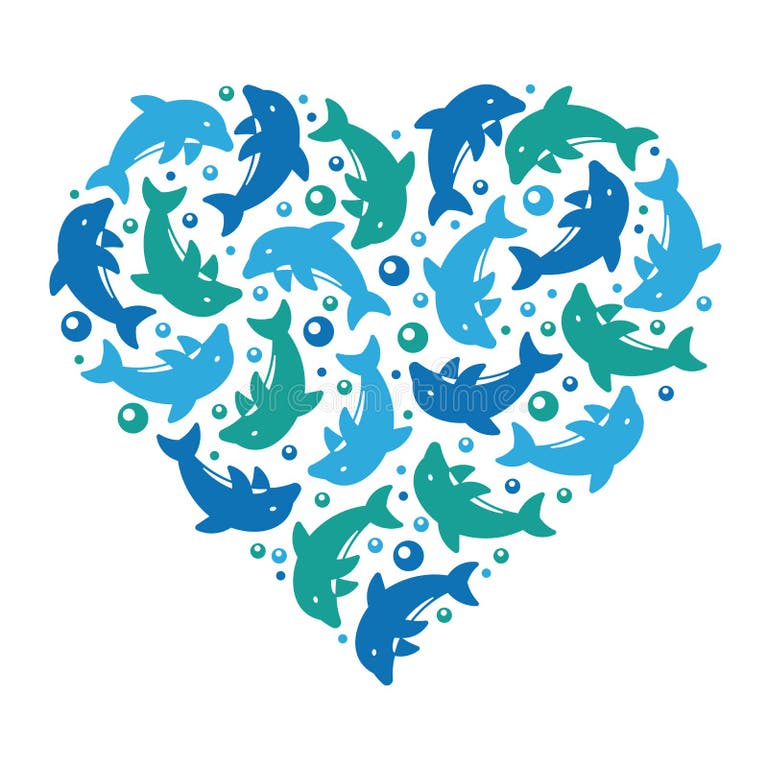 Dolphin Heart Stock Illustrations – 1,206 Dolphin Heart Stock ...