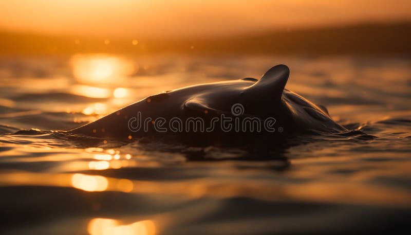 Playful Dolphin Splashing in Tranquil Tropical Waters at Sunset ...