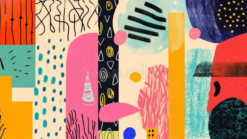 A Playful Doodle Art Header with a Mix of Organic and Geometric Shapes ...