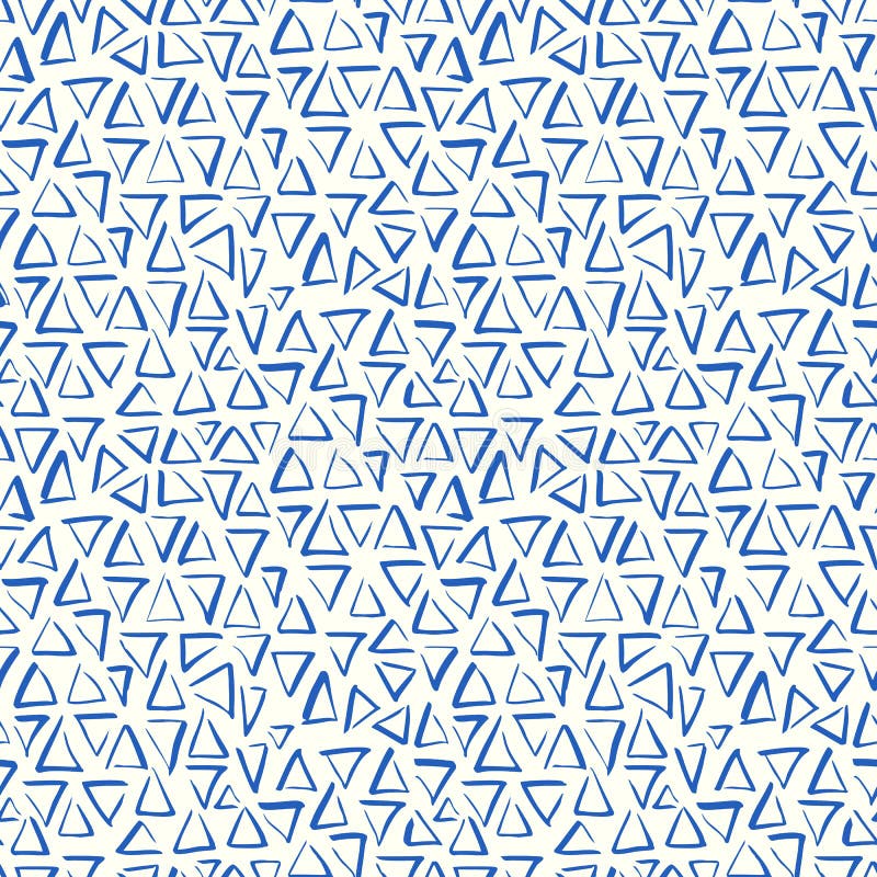 Playful Doodle Blue and White Geometric Vector Seamless Pattern with ...