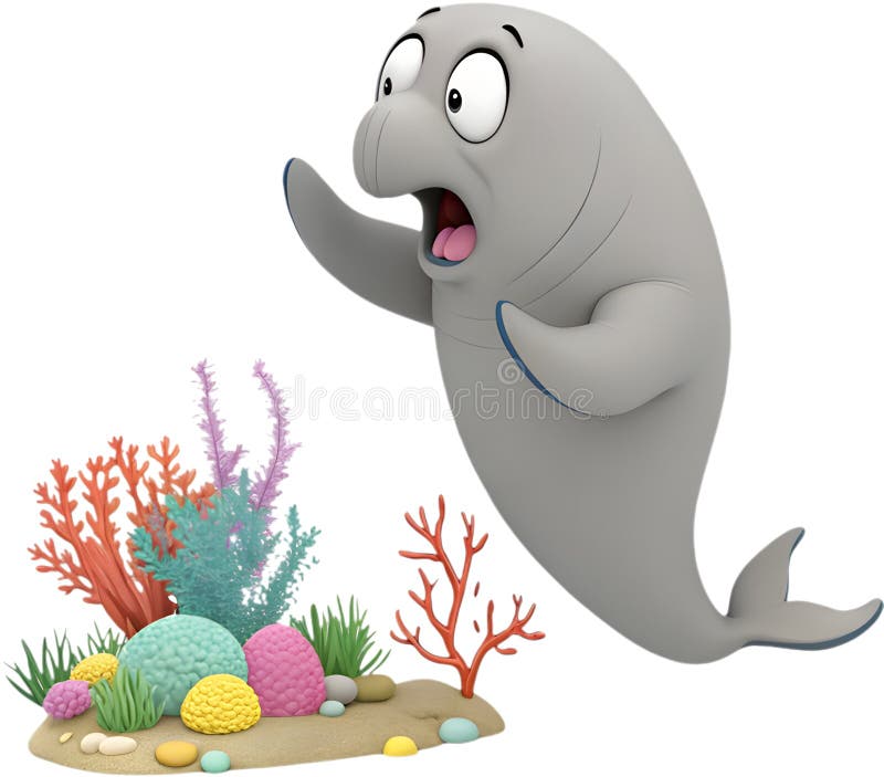 Cute Dugong Cartoon Character, Perfect for Ocean-themed Illustrations ...