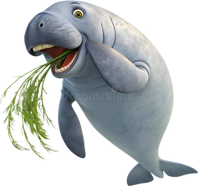 Cute Dugong Cartoon Character, Perfect for Ocean-themed Illustrations ...