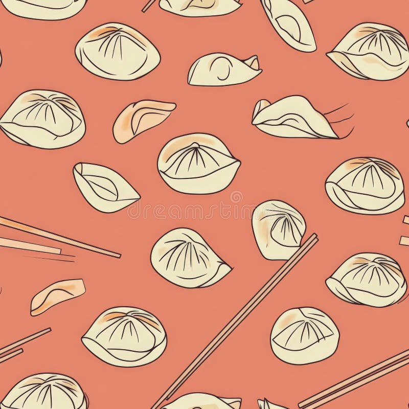 A Playful Dumpling Pattern Featuring Steamed and Pan-fried Dumplings ...