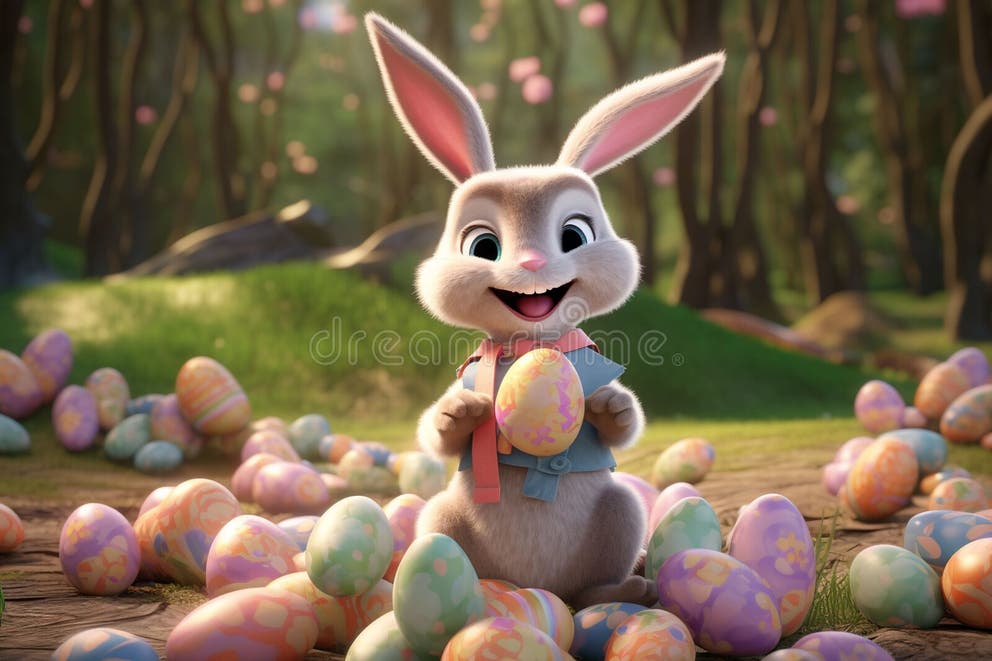 Playful Easter Bunny Juggling Decorated Eggs Stock Illustration ...
